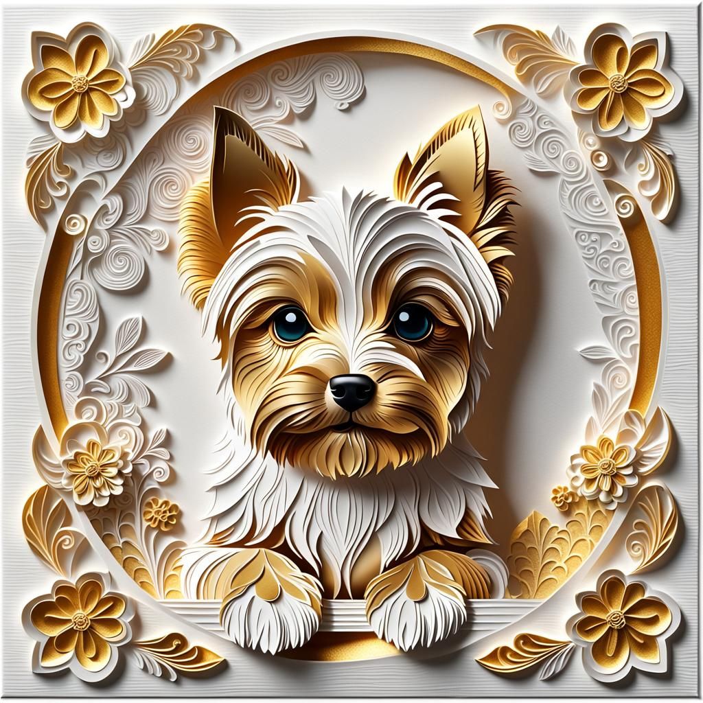 Paper Carving Yorkie - AI Generated Artwork - NightCafe Creator