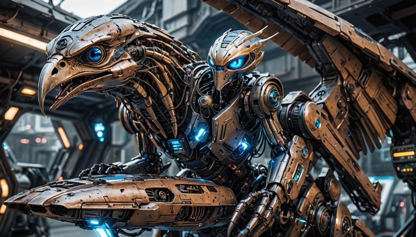 Eagle-Alien-Droid Hybrid - AI Generated Artwork - NightCafe Creator