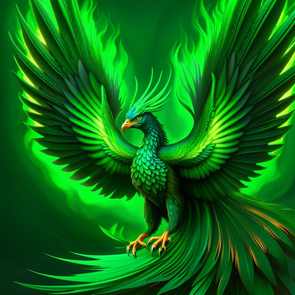 Green phoenix - AI Generated Artwork - NightCafe Creator
