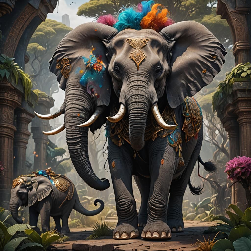 Two heads Elephant - AI Generated Artwork - NightCafe Creator