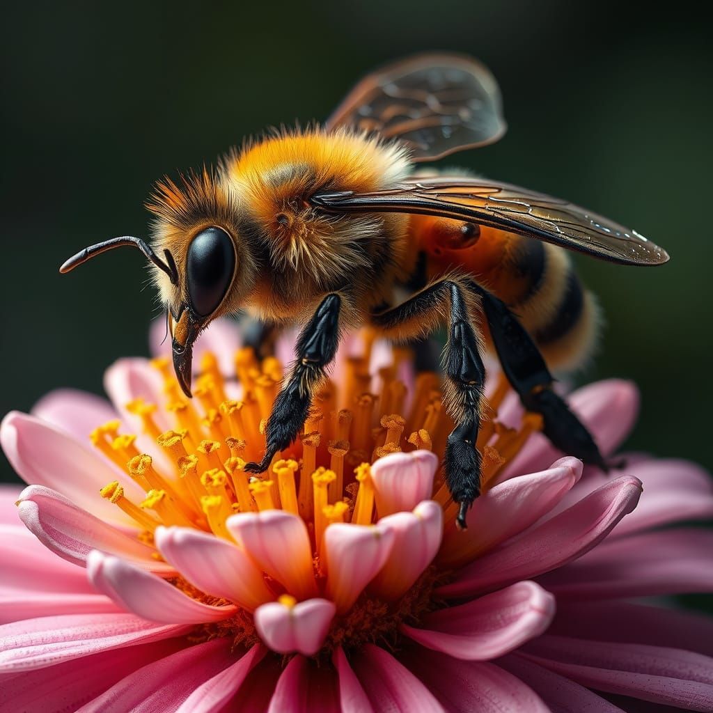 A magnificent, majestic bee - Hyper-Realistic Bee Portrait i...