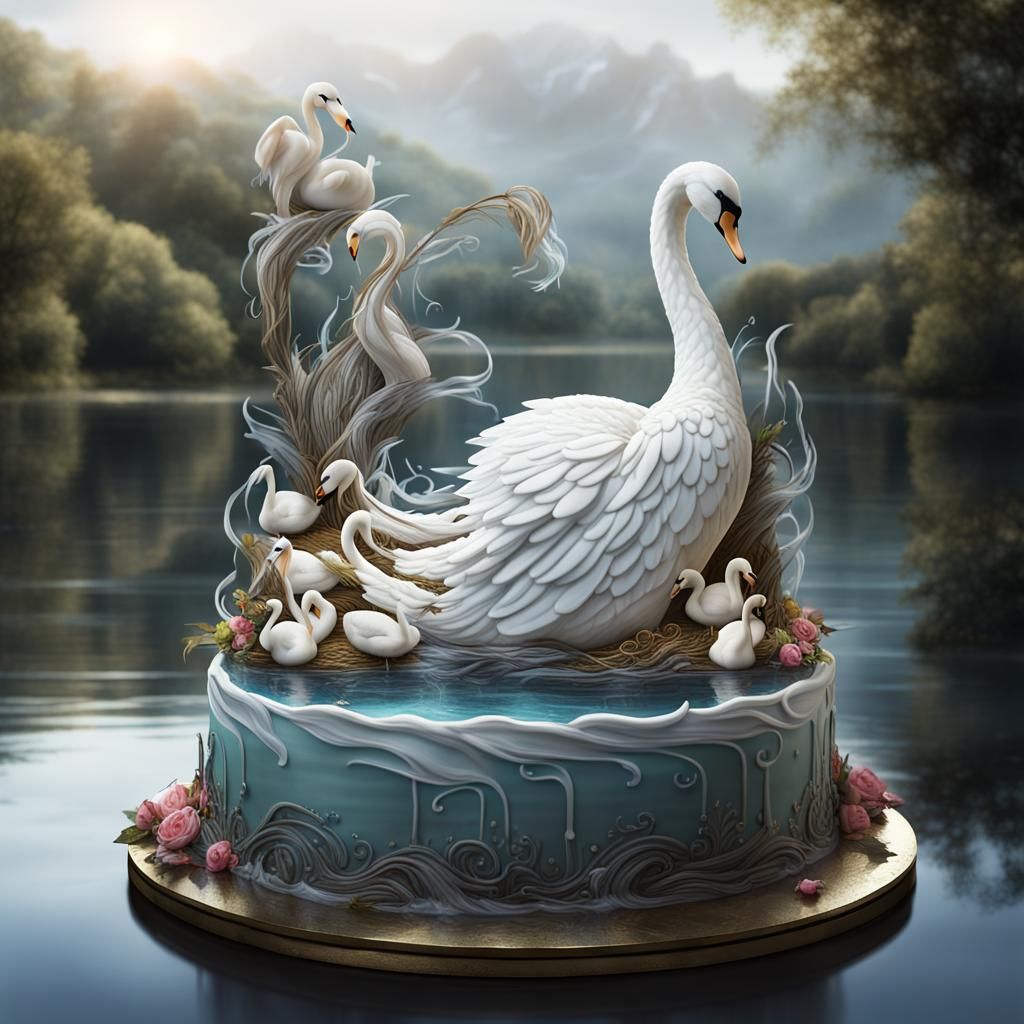 a perfectly structured swan CAKE, BEAUTIFULLY WHITE SWAN SEVEN LAYERED ...