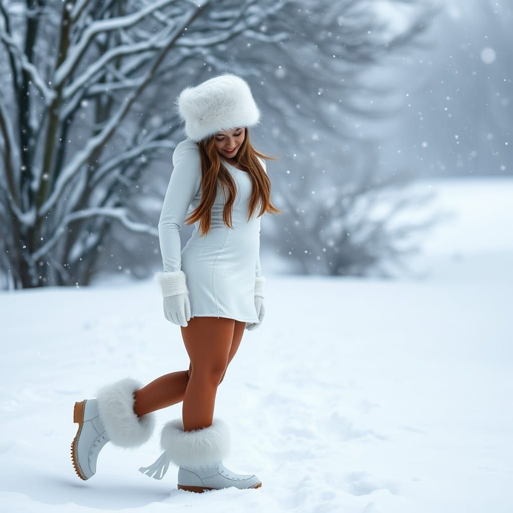 Surreal Snow Princess in Hyper Realistic Winter Wo... - AI Art