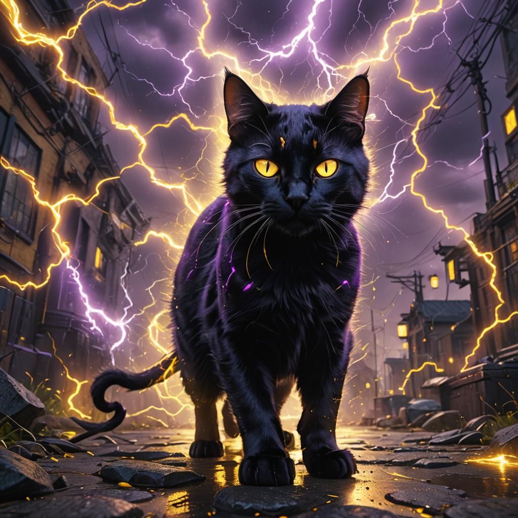lightning cat - AI Generated Artwork - NightCafe Creator