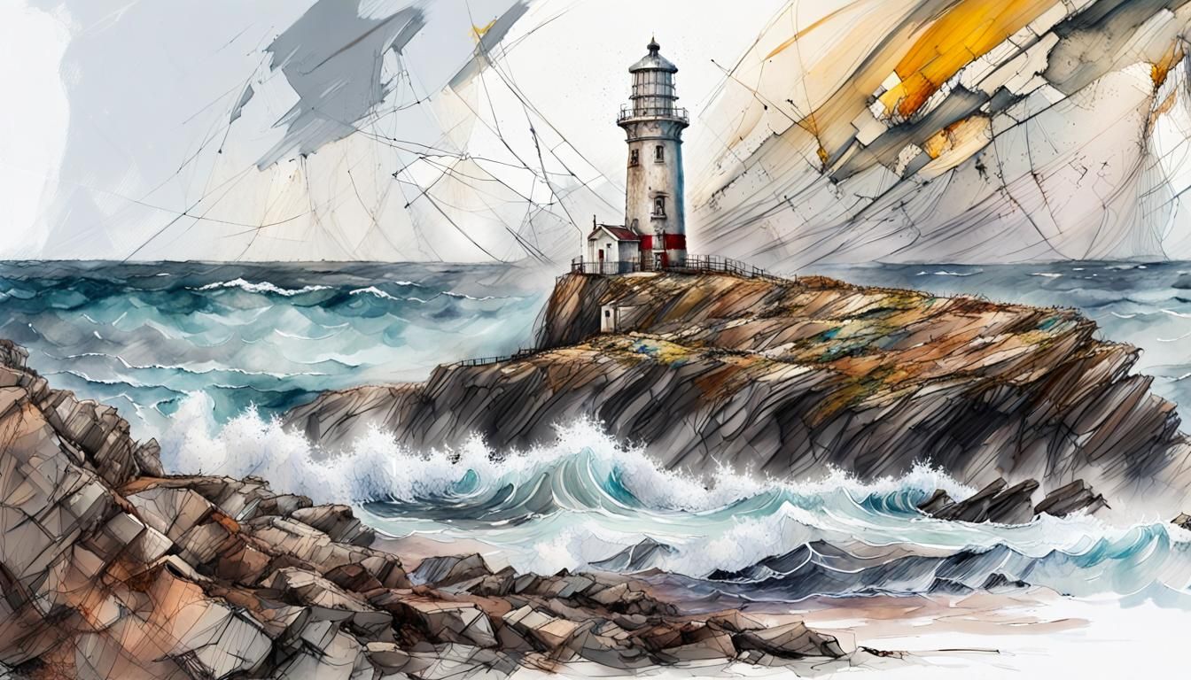 A weathered, centuries-old lighthouse stands steadfast against the ...