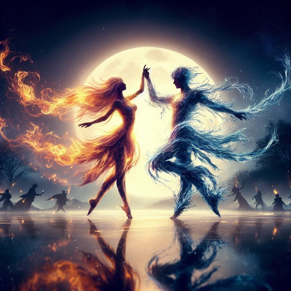 Water and Fire dance - AI Generated Artwork - NightCafe Creator