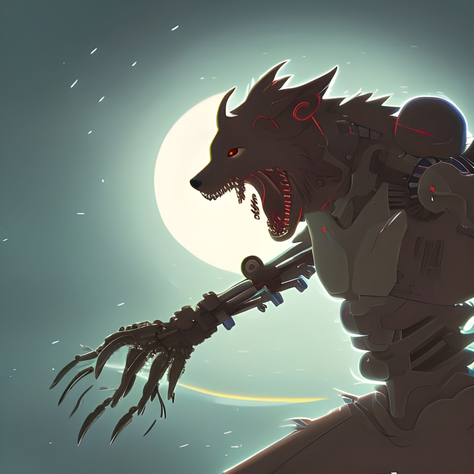 cyberwolf rips the sky - AI Generated Artwork - NightCafe Creator