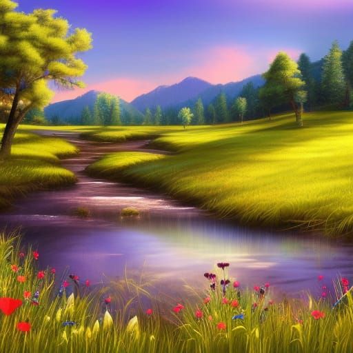 Peaceful meadows - AI Generated Artwork - NightCafe Creator
