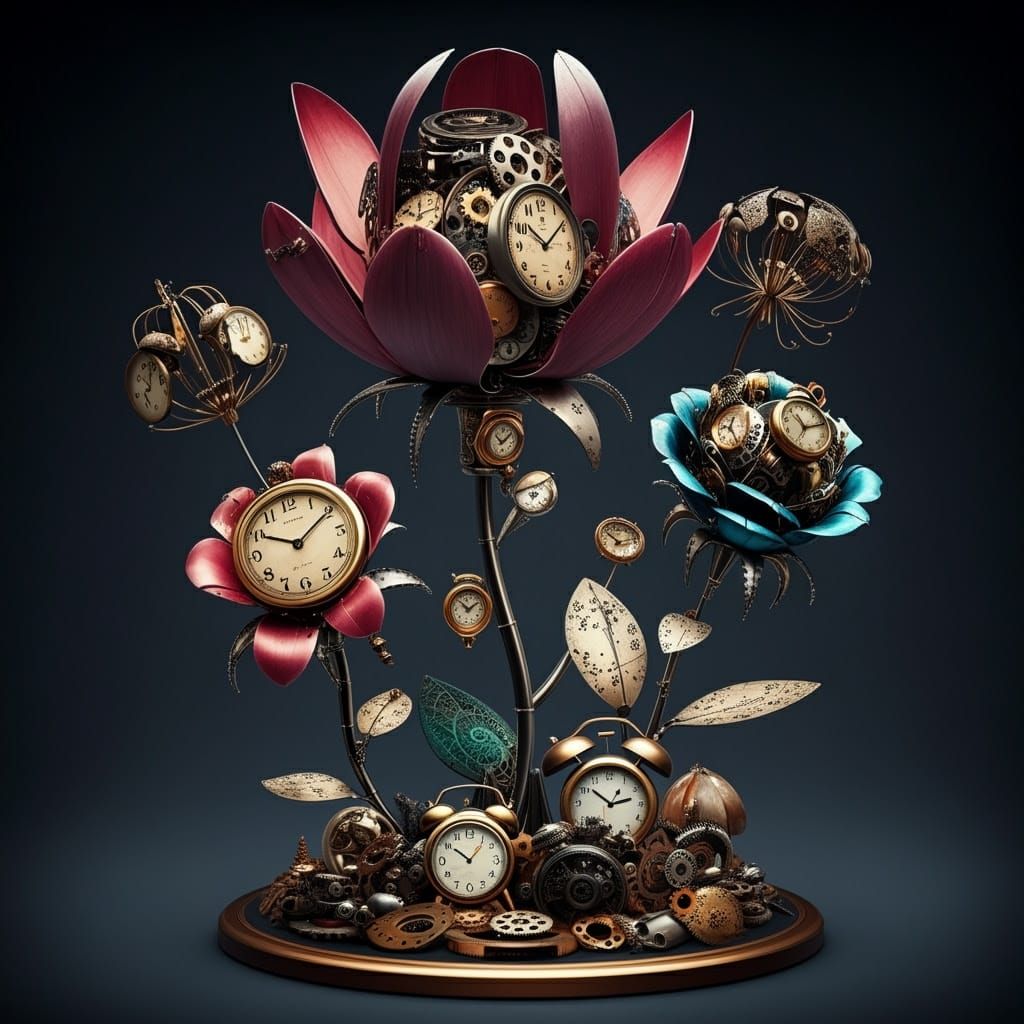 Mechanical Botanical flowers - Vibrant Mechanical Botanical...