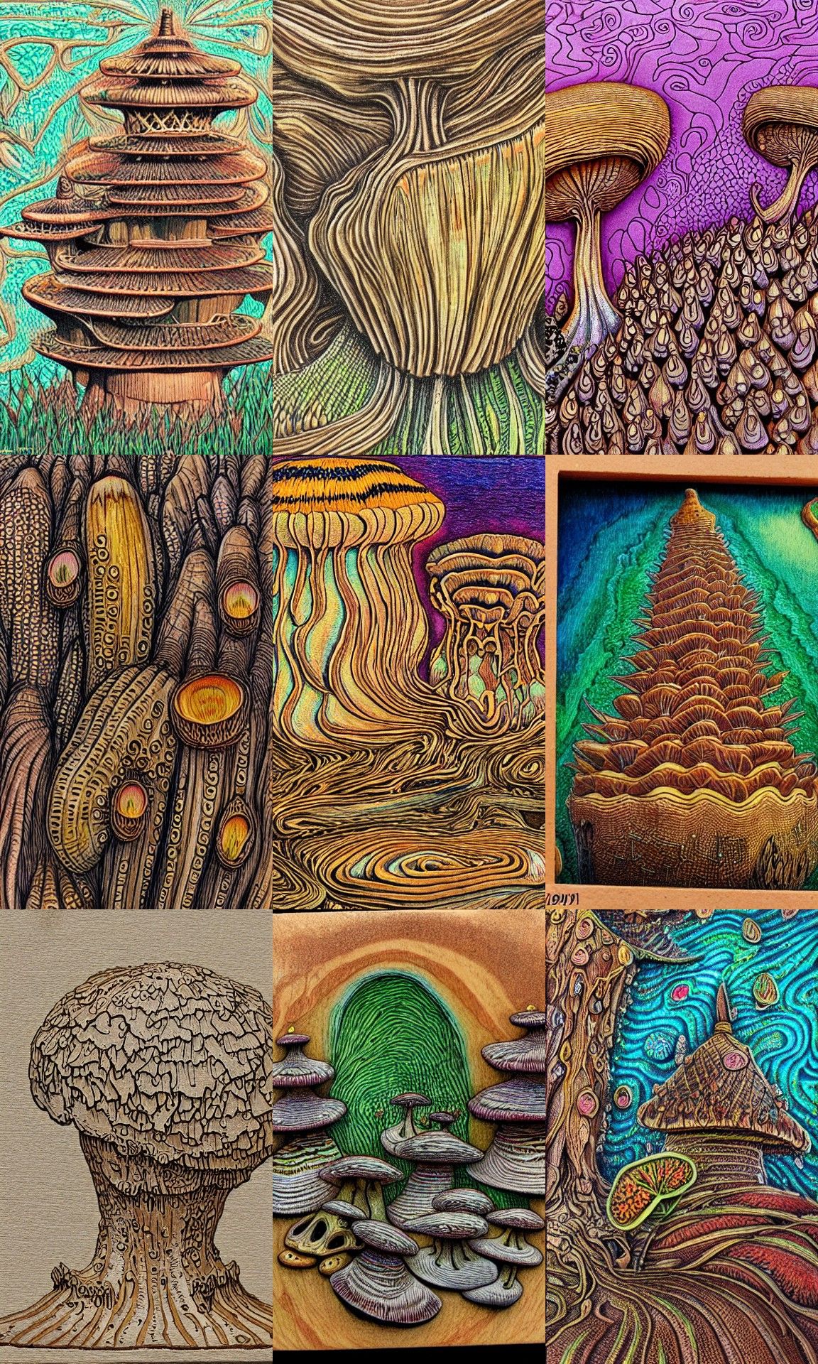 Highly detailed Pyrography image of Podosurpula Miranda, barbie pagoda ...