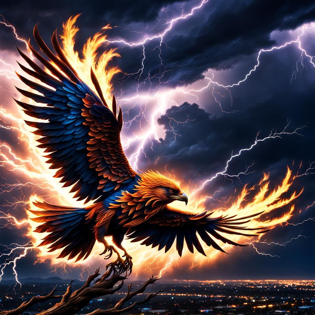 Lightning phoenix - AI Generated Artwork - NightCafe Creator