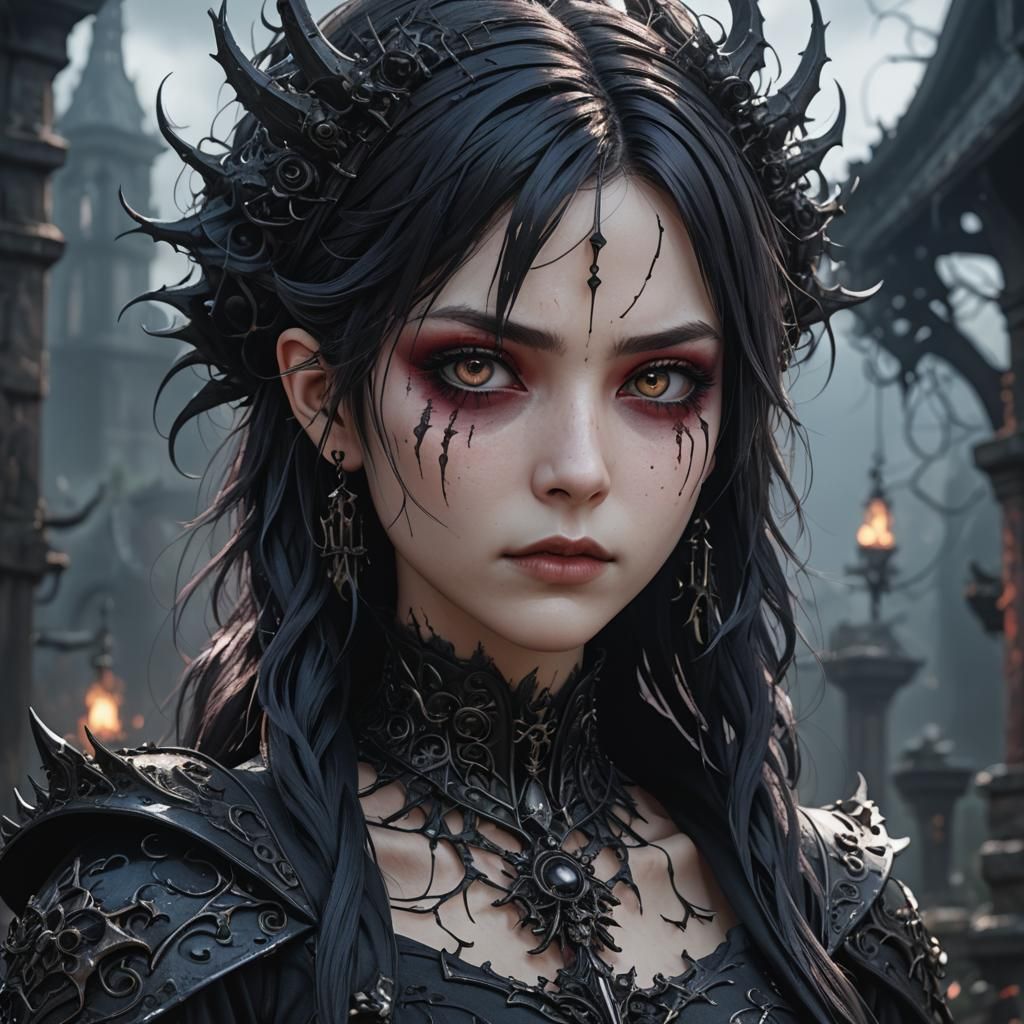 goth woman in evil realistic anime style - AI Generated Artwork ...