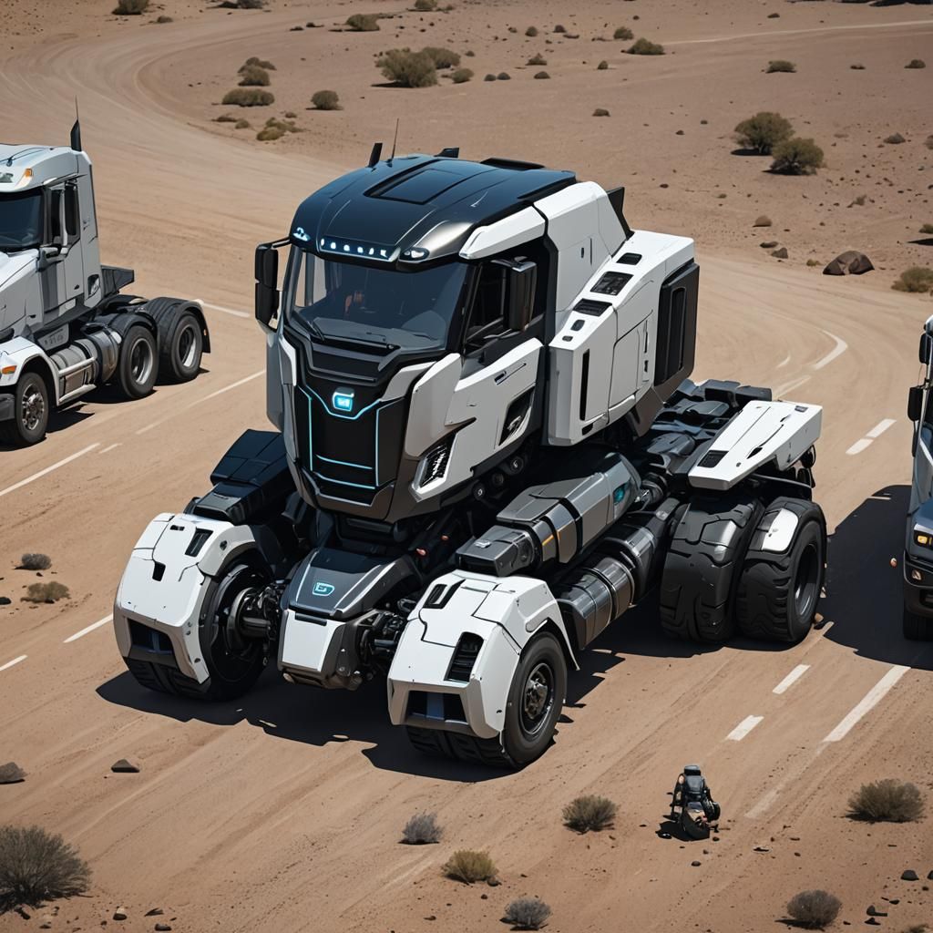 Sentient robotic semi truck, scifi - AI Generated Artwork - NightCafe ...