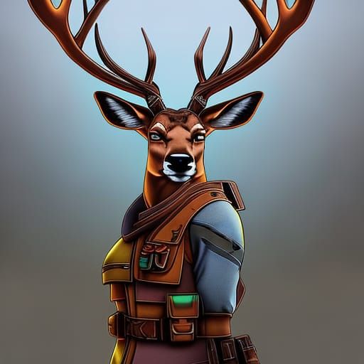 anthro deer engineer lineart looking at viewer - AI Generated Artwork ...