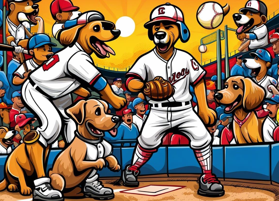 Dogs Baseball - AI Generated Artwork - NightCafe Creator