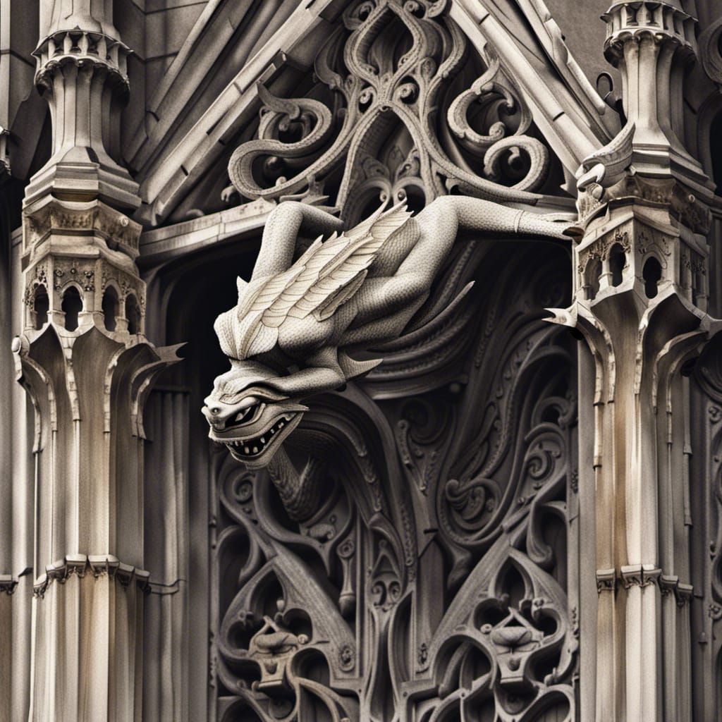 Gargoyle on a gothic cathedral - AI Generated Artwork - NightCafe Creator
