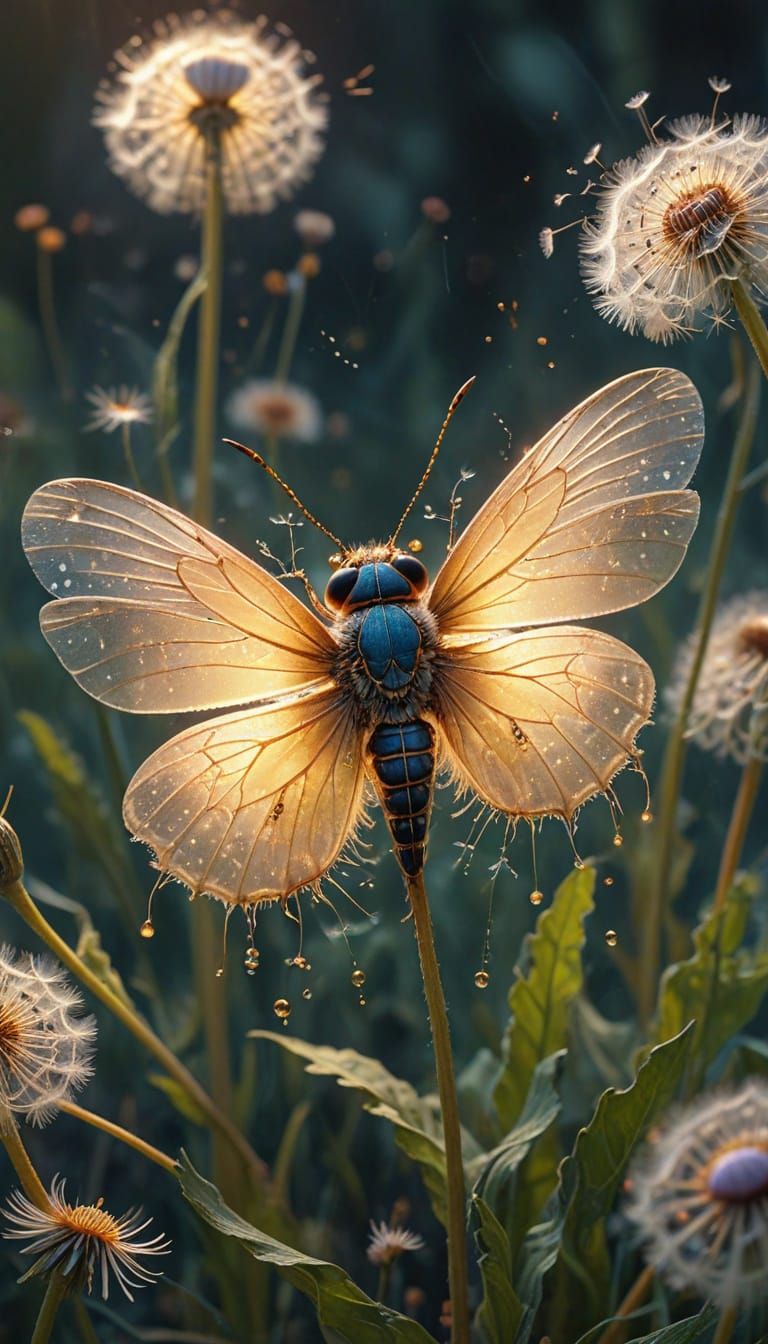 Glowing butterfly - Whimsical Sunrise Fantasy with Glowing ...