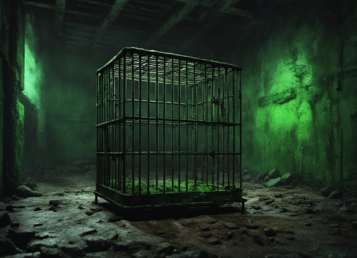 Empty cage in the basement - AI Generated Artwork - NightCafe Creator