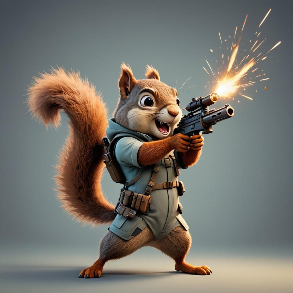 Squirrel shooting at cans : r/nightcafe