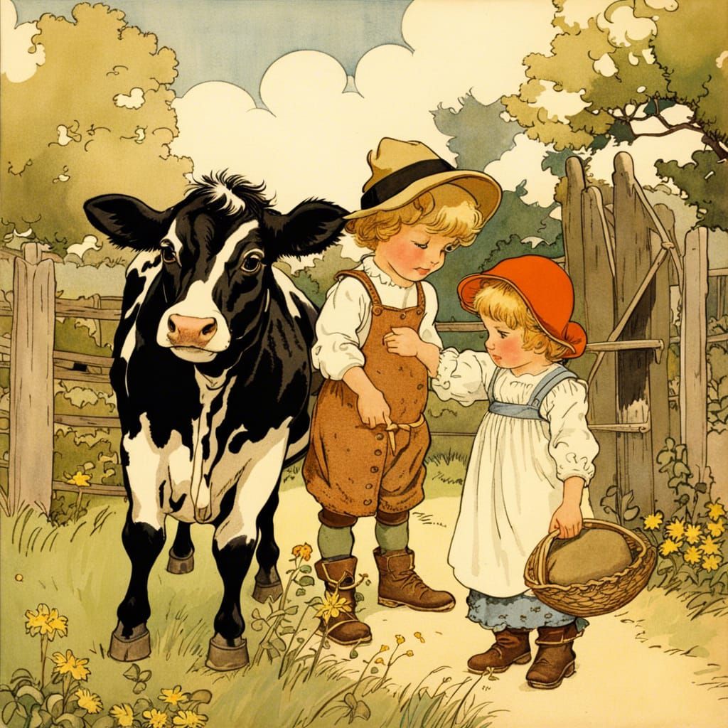 the cute toddler siblings pet the cows ,Vacations on a farm, by Holly ...