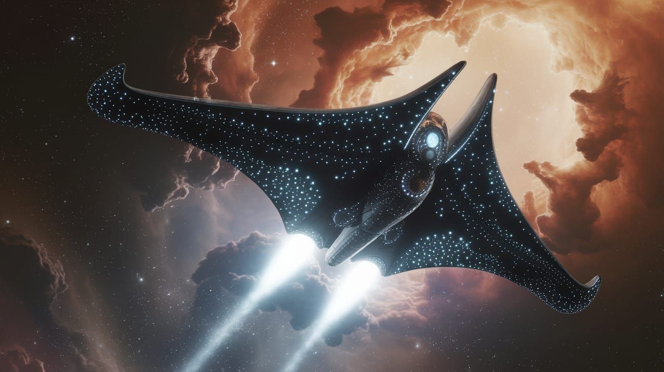 Manta Lance Cruiser - Bioluminescent Manta Ray Starfighter i...