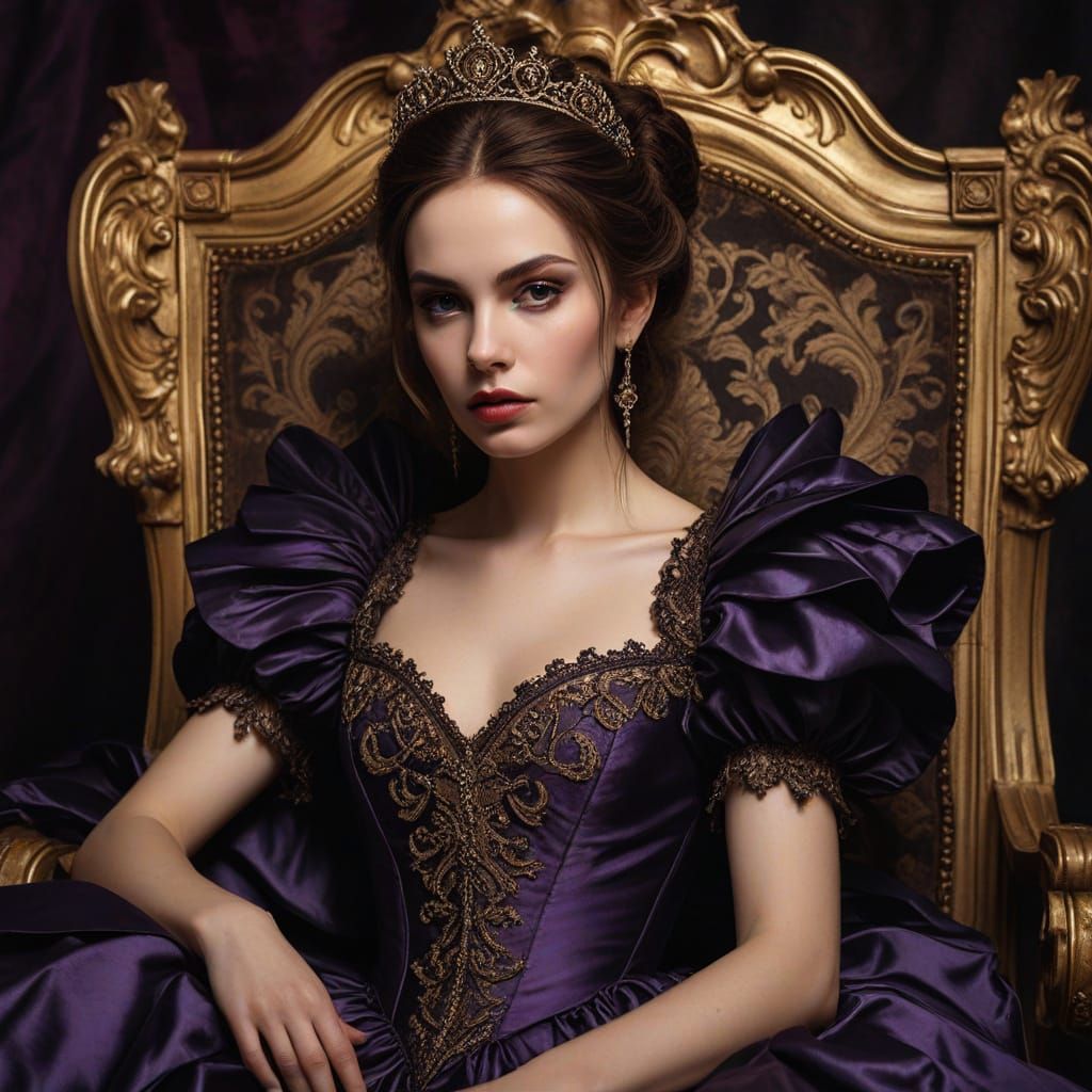 Gothic Vampire Queen in Regal Opulence - AI Art