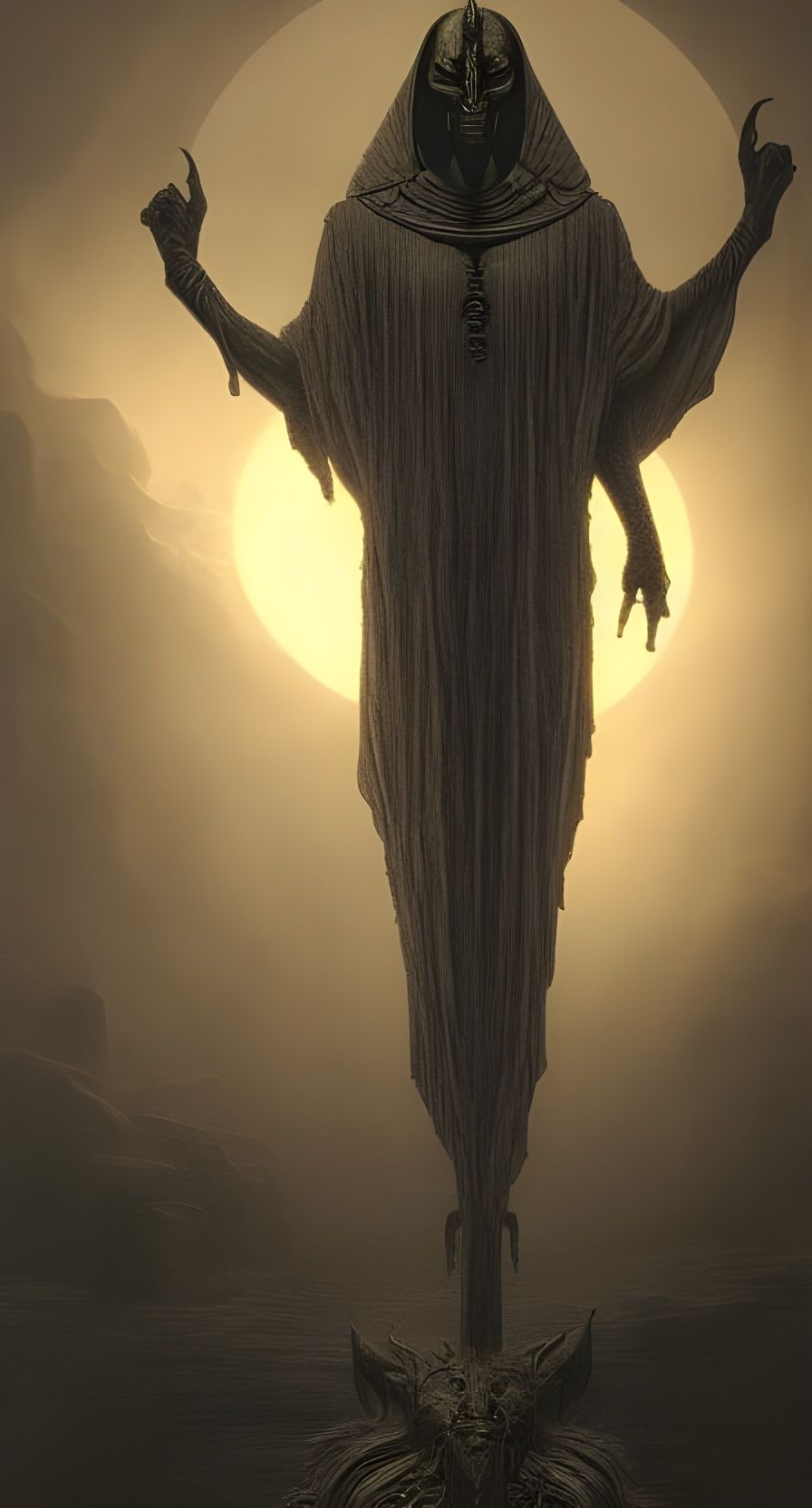 Anubis god of death; horror by Gustave Doré Greg Rutkowski and Zdzisław ...