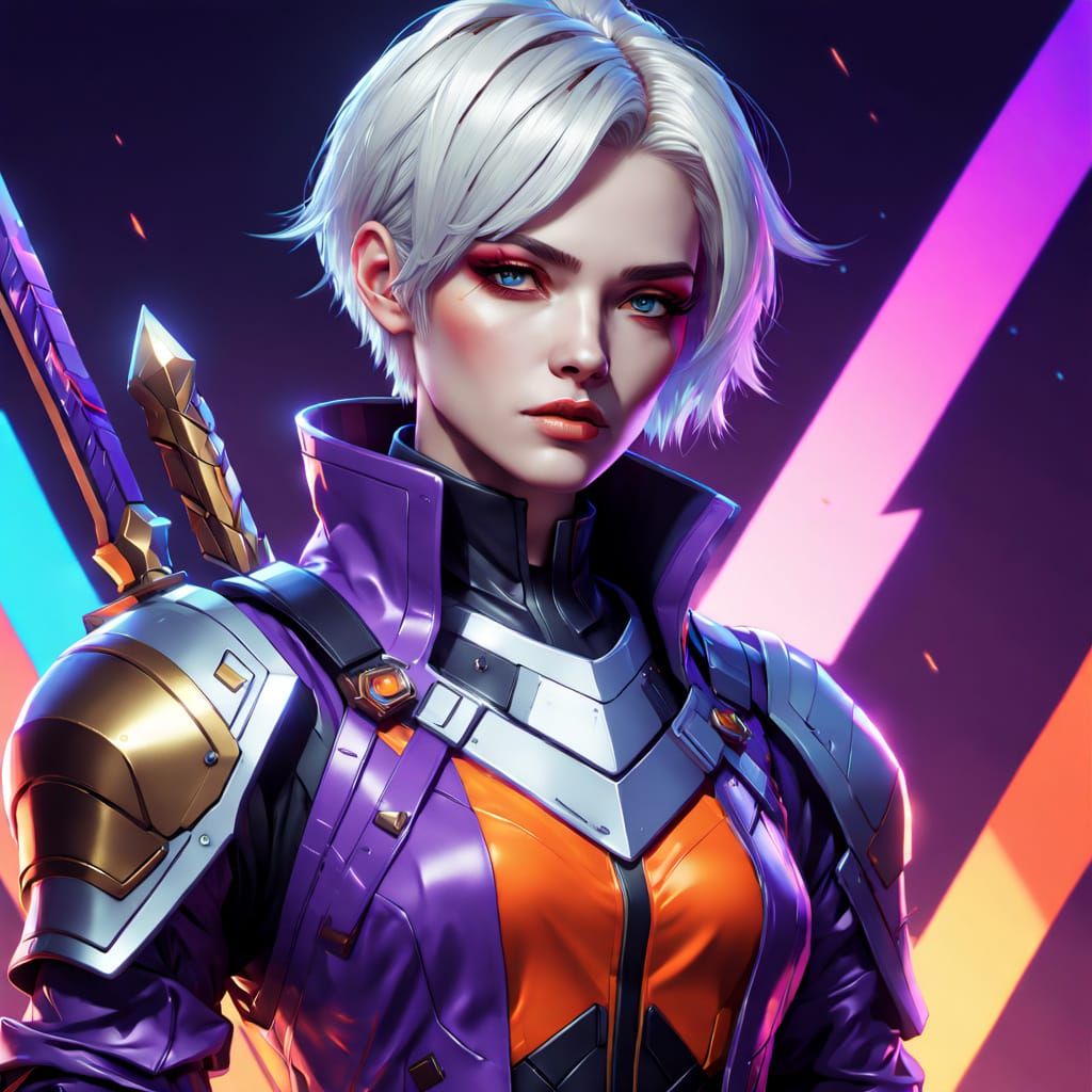 Androgynous Hero Wields Ancient Swords in Vibrant ... - AI Art