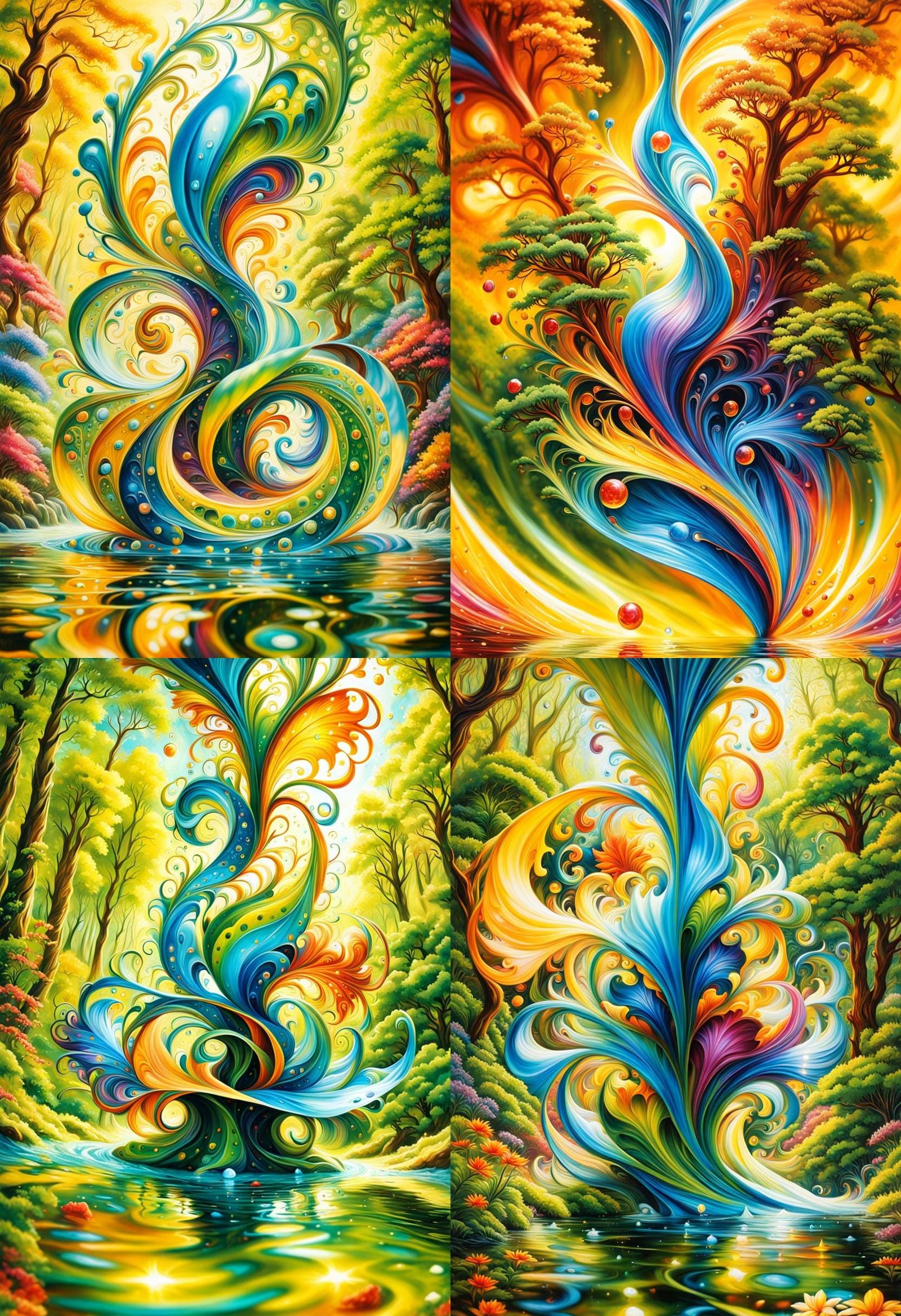 Twisting twirling swirling wisps cheerfuly playing in a sunny stream ...