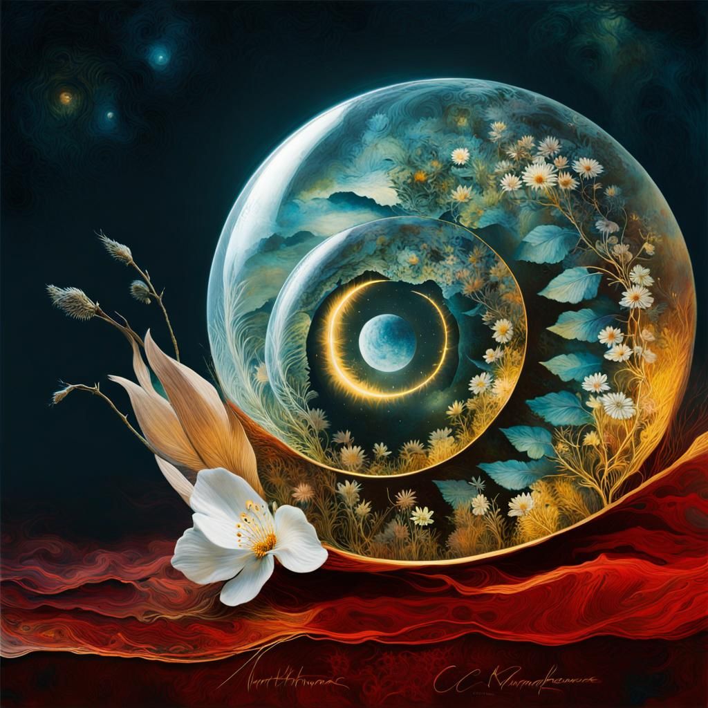 A stunning landscape, double exposure, mythological, dark eclipse ...