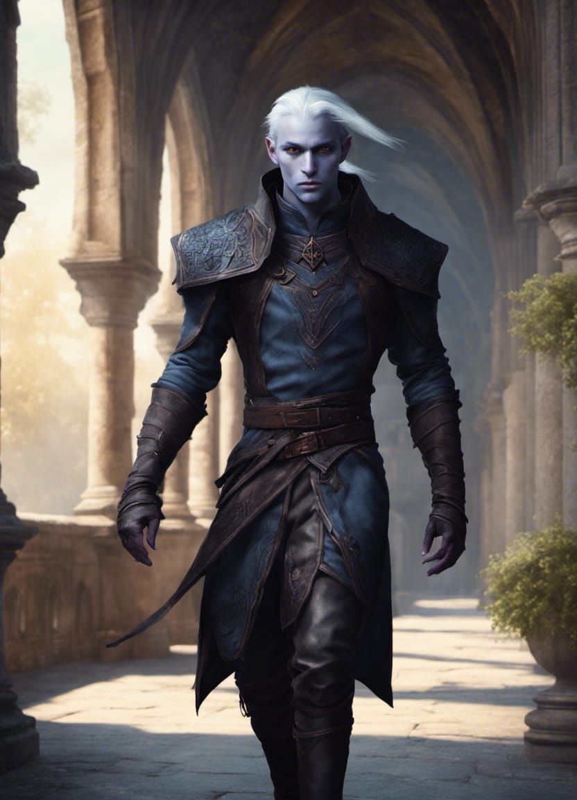 Portrait of a Young (Drow) Man in the Cloisters - AI Generated Artwork ...