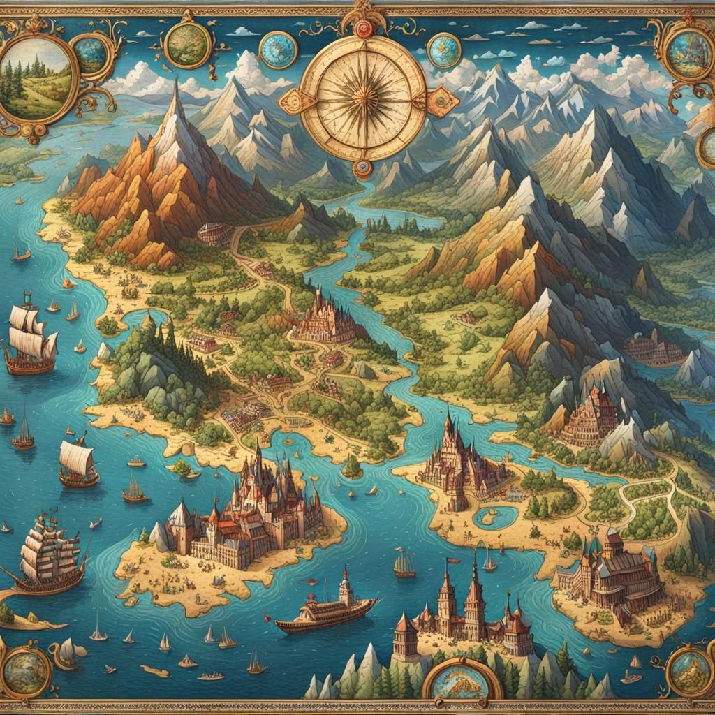 Map of a Fantasy Realm. - AI Generated Artwork - NightCafe Creator