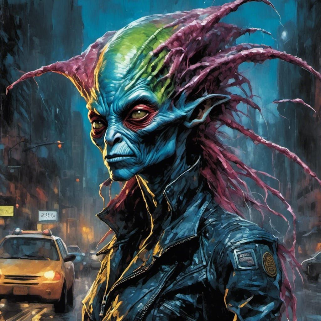 Punk-Inspired Alien Illustration - AI Generated Artwork - NightCafe Creator