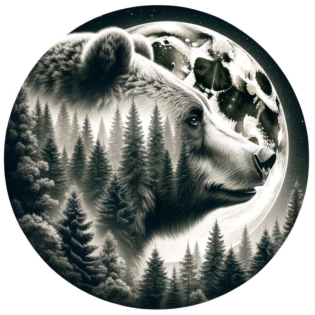 Grizzly Bear in 18th Century Atlas Style Double Ex... - AI Art