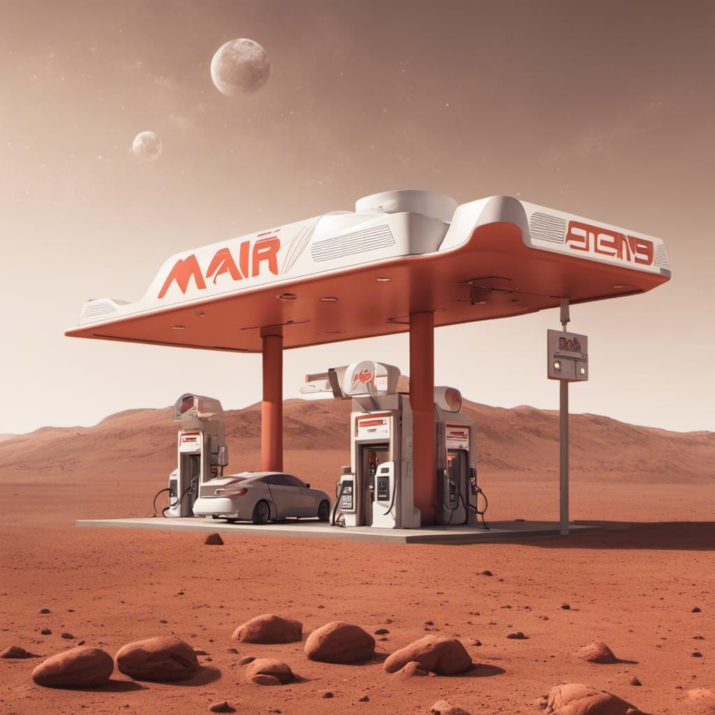 Gas station on Mars - AI Generated Artwork - NightCafe Creator