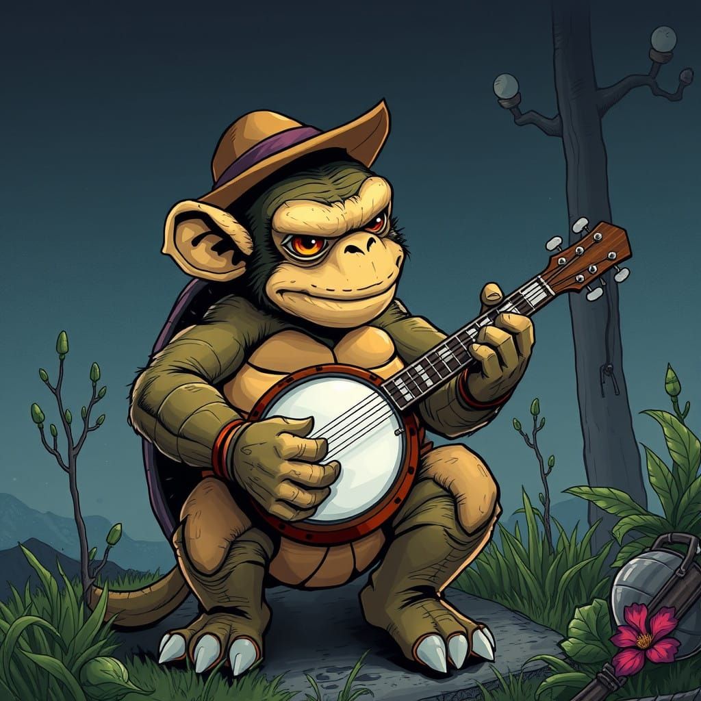 Charming Cartoon Banjo Player - AI Art