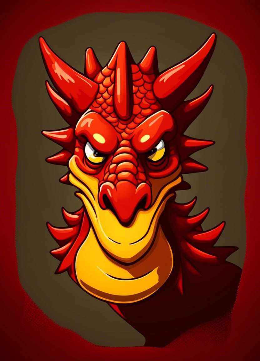 red Dragon head portrait Simpsons style - AI Generated Artwork ...