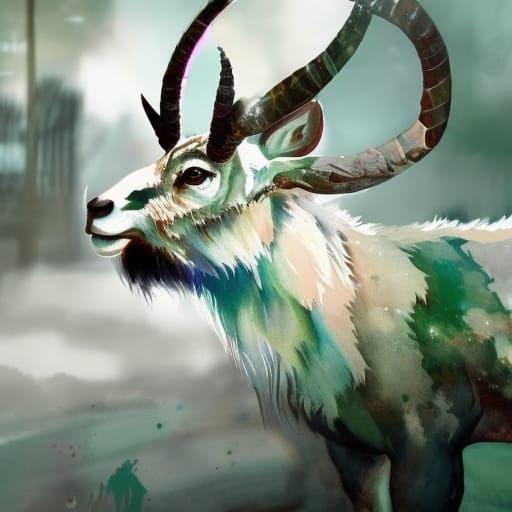 Beautiful White Magnificent Pakistani Markhor. - AI Generated Artwork - NightCafe Creator