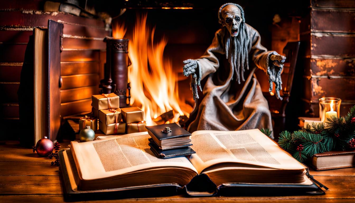 ghost coming out of book large old leather book sitting open by ...