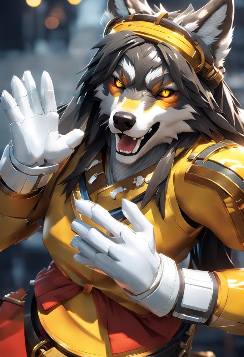 Yellow Wolf Ranger - AI Generated Artwork - NightCafe Creator