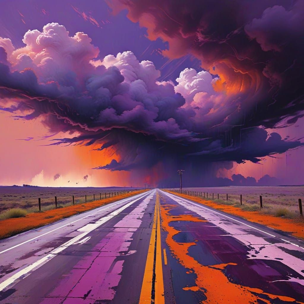 surreal old rust highway - Surrealist Highway in Vibrant, D...