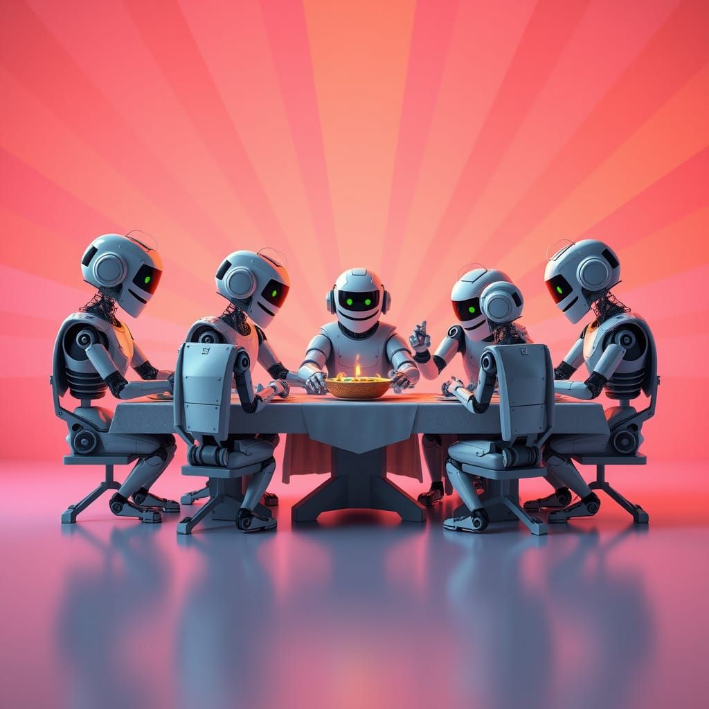 Happy birthday Archie! - Robotic Last Supper in Vibrant Digi...