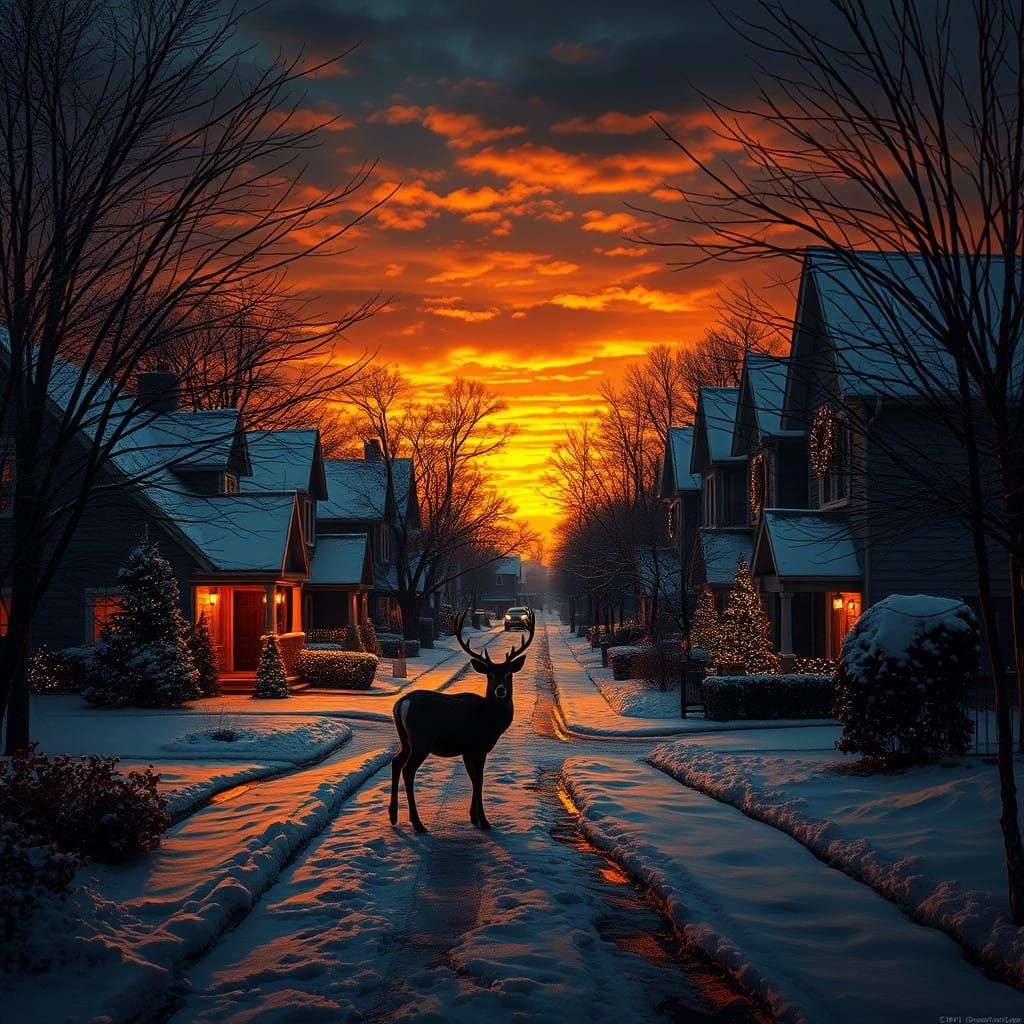 A sunset view scene from Christmas Eve night