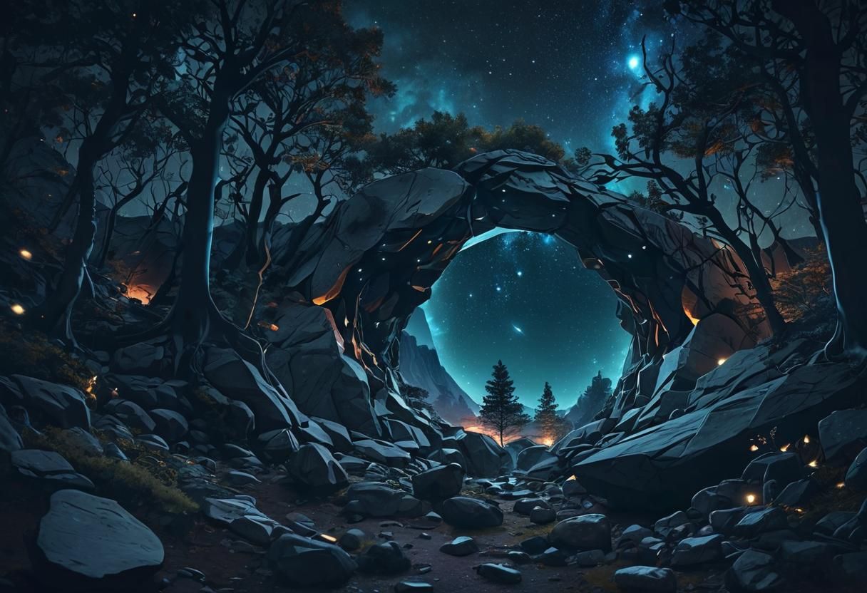 Inverted alternative reality and nature in a hollow shapes behind a ...