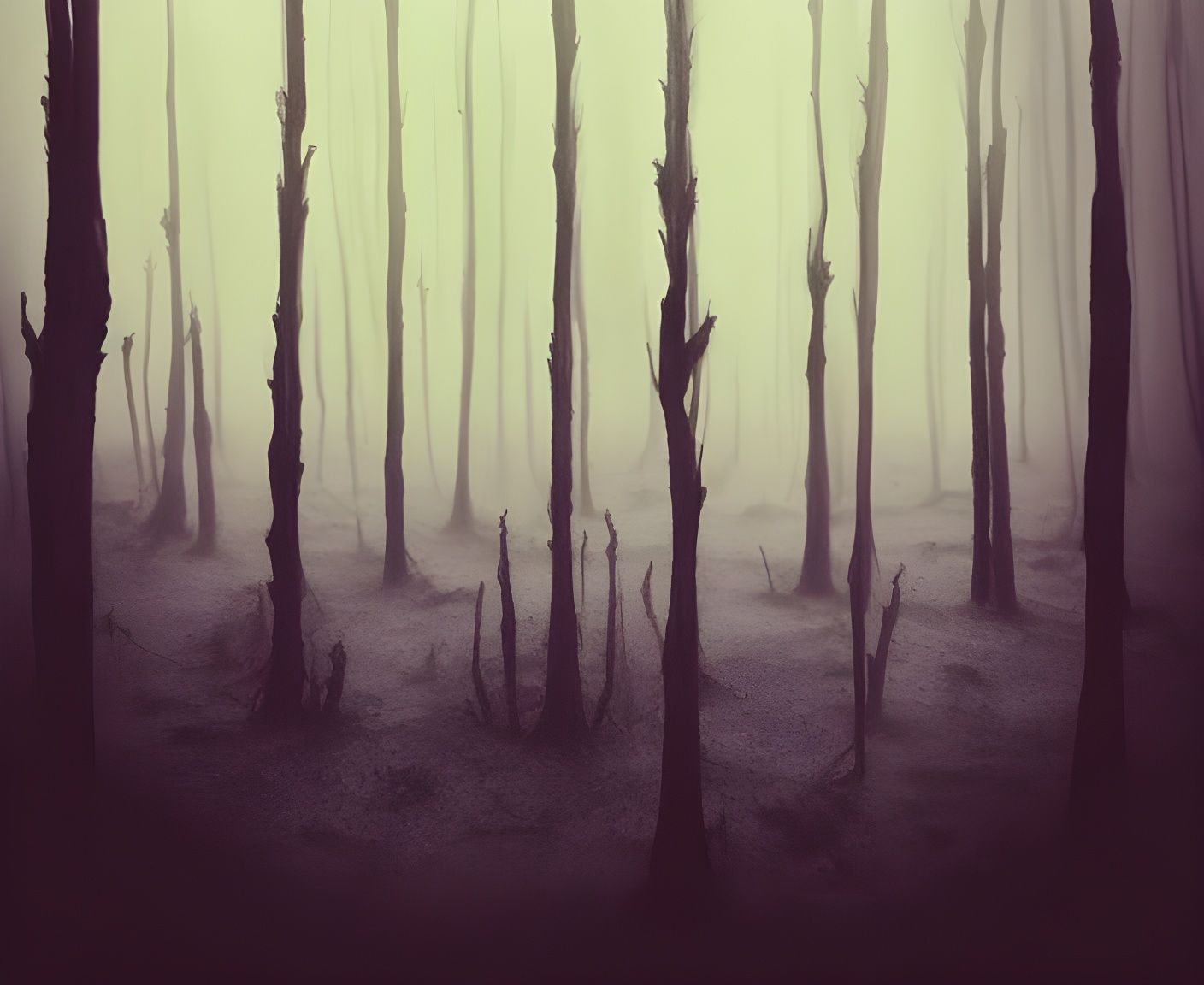 the haunting depths of a spooky forest! 🌲👻 twisted trees, spectral apparitions, eerie atmosphere ...