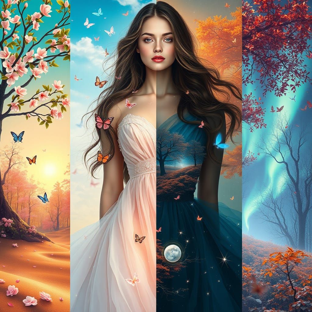 Seasons Change - Dreamlike Seasons Portrait in Whimsical St...