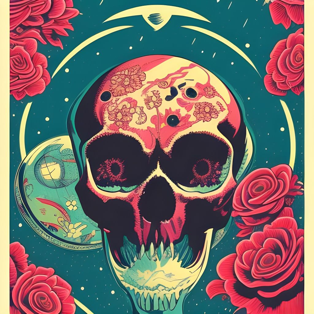 Skull & Roses - AI Generated Artwork - NightCafe Creator