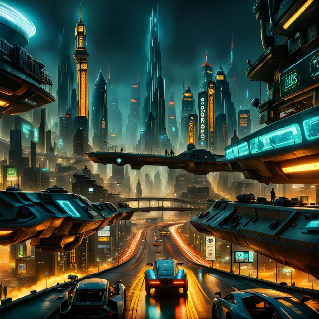 Saturation Maximalist aesthetic Urbanscape high altitude view with ...