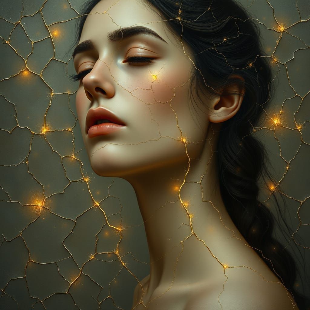 Kintsugi of the soul - Soulful Kintsugi Goddess in Dreamlike...