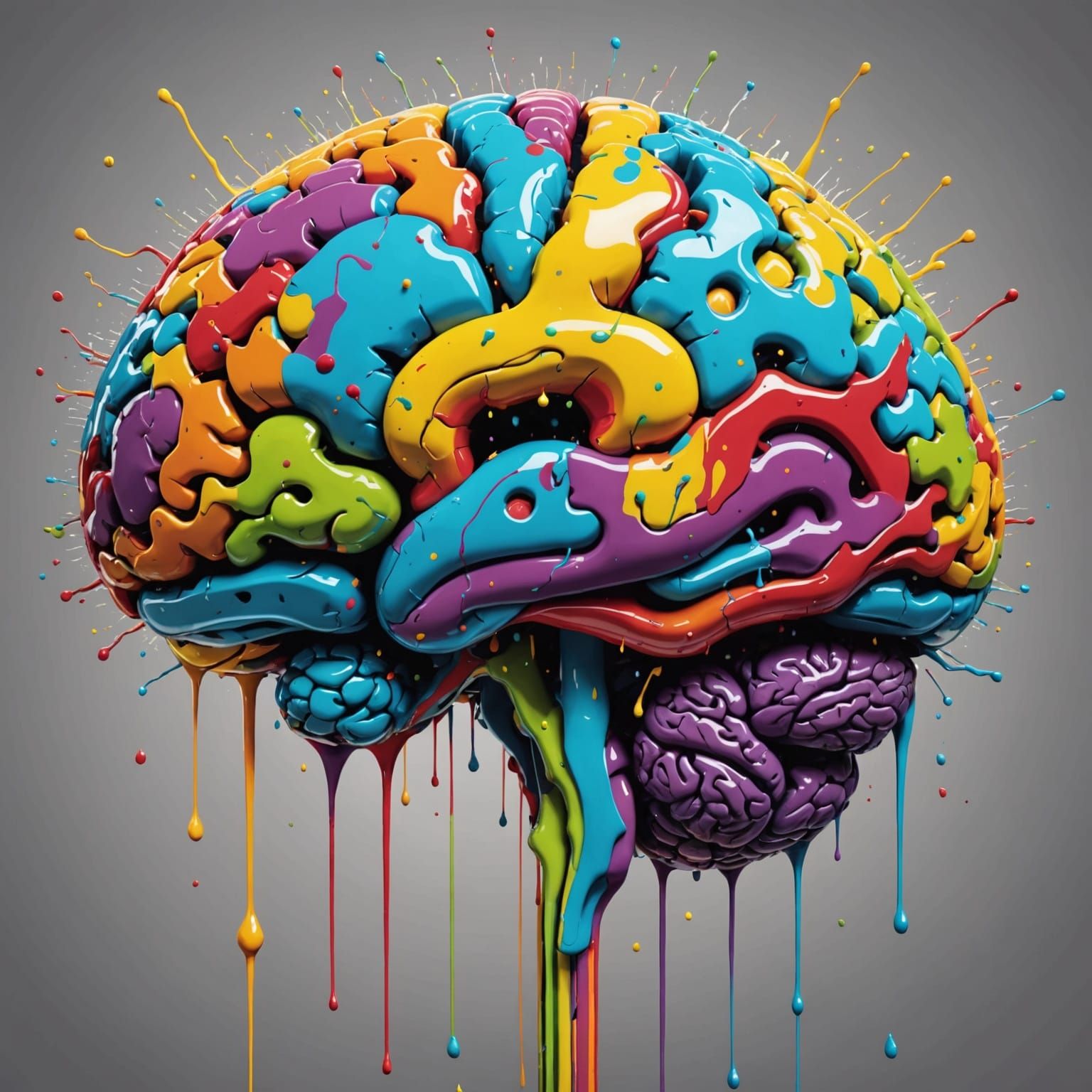 Vibrant Brain Masterpiece in Disney-Inspired Splas... - AI Art